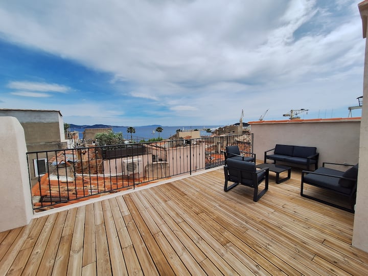Gaio, Terrasse Roof Top, Vue Mer, Clim, Vieux Port - La Ciotat
