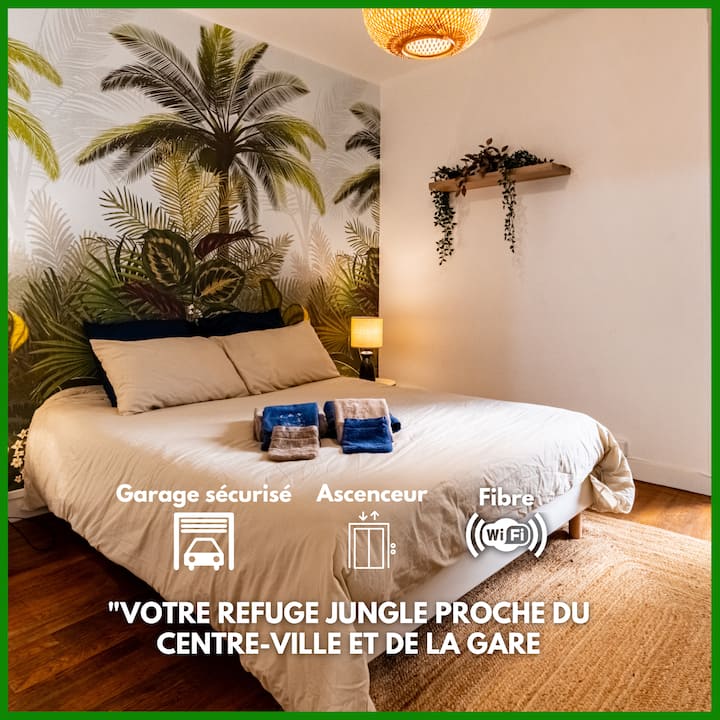 T3junglappart| Gare, Centre à Pied & Garage Inclus - Dijon