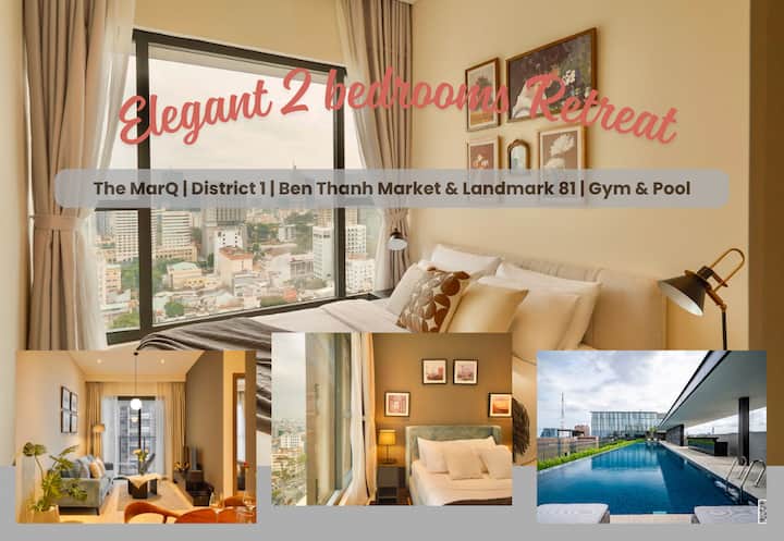 Elegant 2br In D1: Hot Tub, Full Kitchen| The Marq - Vietnam