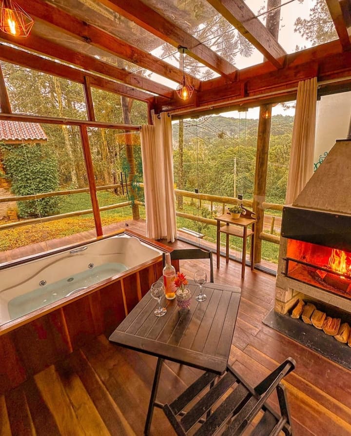Chalé Bosque Com Lareira E Hidro Com Linda Vista - Canela
