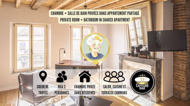 Suzanne 4 : Chambre Privée - Confort - Hypercentre - Troyes