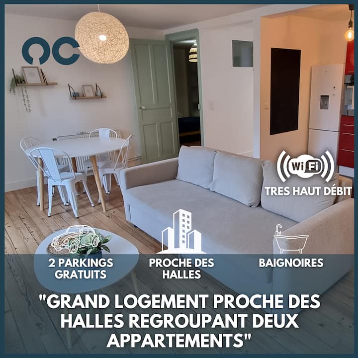 Grand Logement Proche Halles - 10 Pers- 2 Parkings - Pau