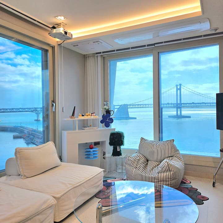 프리베97#광안리숙소#파노라마오션뷰#마린시티뷰#얼리체크인#무료주차#거실+침실2#20평 - Pusan