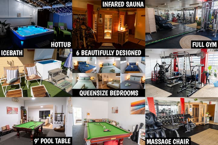 Room1 - Hot Tub, Ice Bath, Gym, Sauna & Pool Table - Brisbane