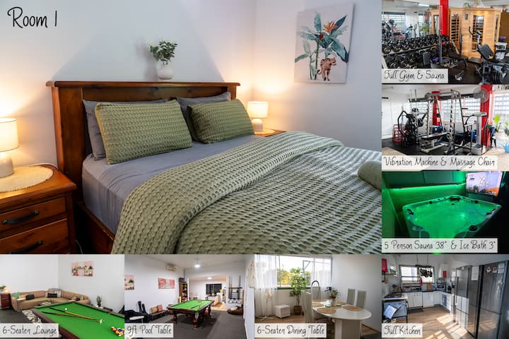 Room1 - Hot Tub, Ice Bath, Gym, Sauna & Pool Table - Brisbane