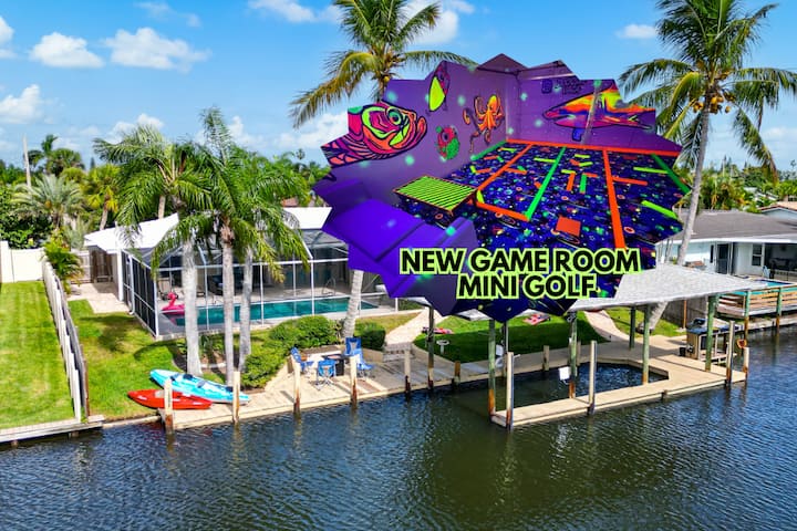 Waterfront+cosmic Mini Golf, Heated Pool+boat Dock - Cocoa Beach, FL