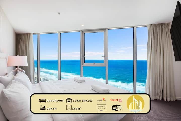 New Level 40 Largest 2 Bedroom Ocean Above Hilton - Surfers Paradise