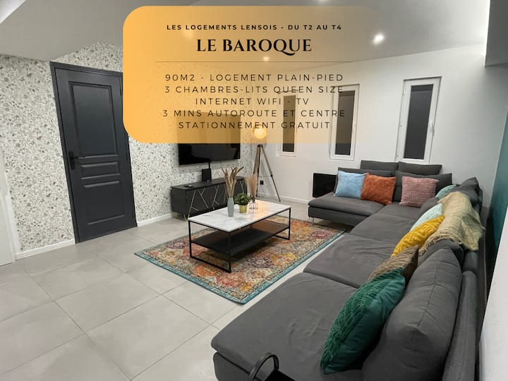 Le Baroque : Plain-pied - 3 Chambres - Wi-fi - Lens, France