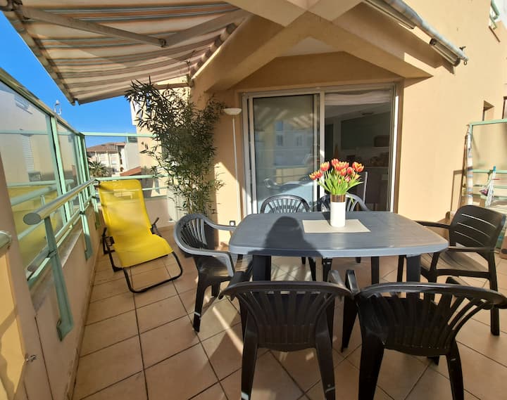 T3,62m2,5mnplage,clim,wifi,balcon,2 Parkings,6pers - Plage de Saint-Aygulf