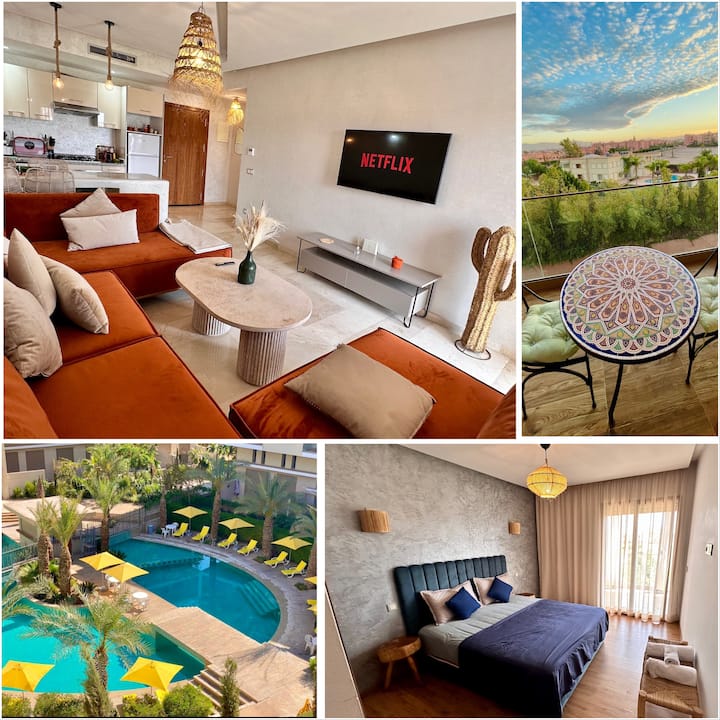 Cosy Appart éLégant Chic+terrasse+piscine/netflix -