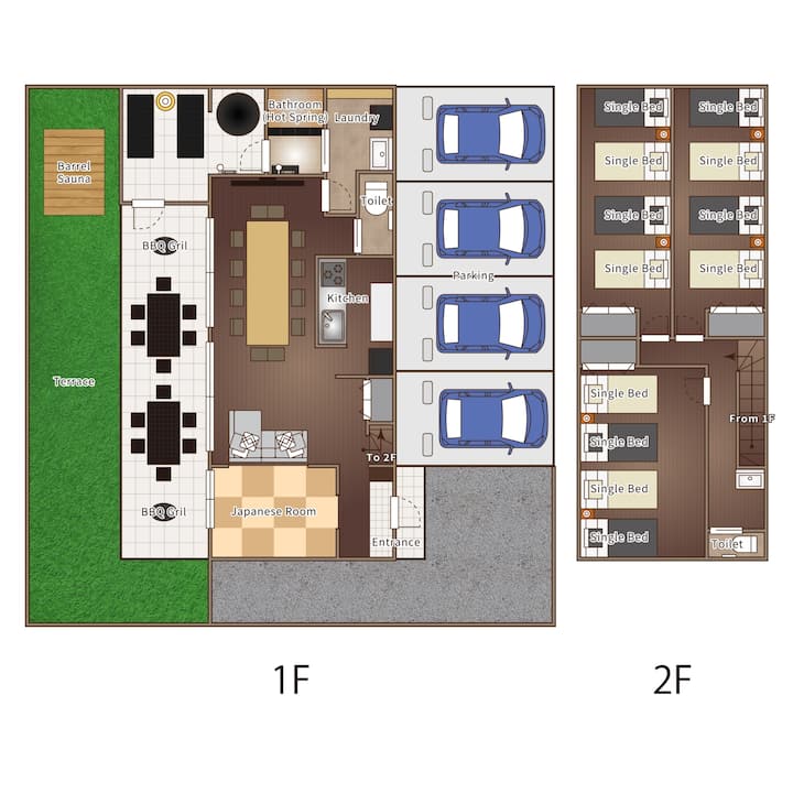 Private Villa With Hot Spring & Bbq/12ppl - 비와 호