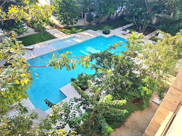 Encantador Depto. Con Vista A Piscina, 10 Min Mar - Playa del Carmen