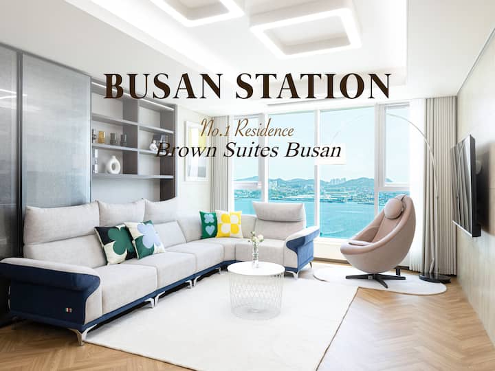 【부산역 5분】 #오션뷰#고층 - 124m²｜최대9인｜침대4｜취사+빨래o /짐보관+무료주차 - Busan