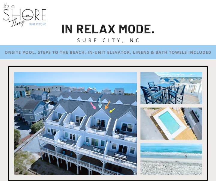Pool + Rooftop + Easy Beach Access + Unit Elevator - Surf City, NC