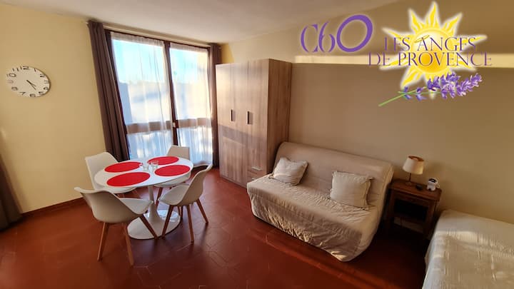 C60 - Grand Studio Très Bien Placé, Balcon, Wifi - Gréoux-les-Bains