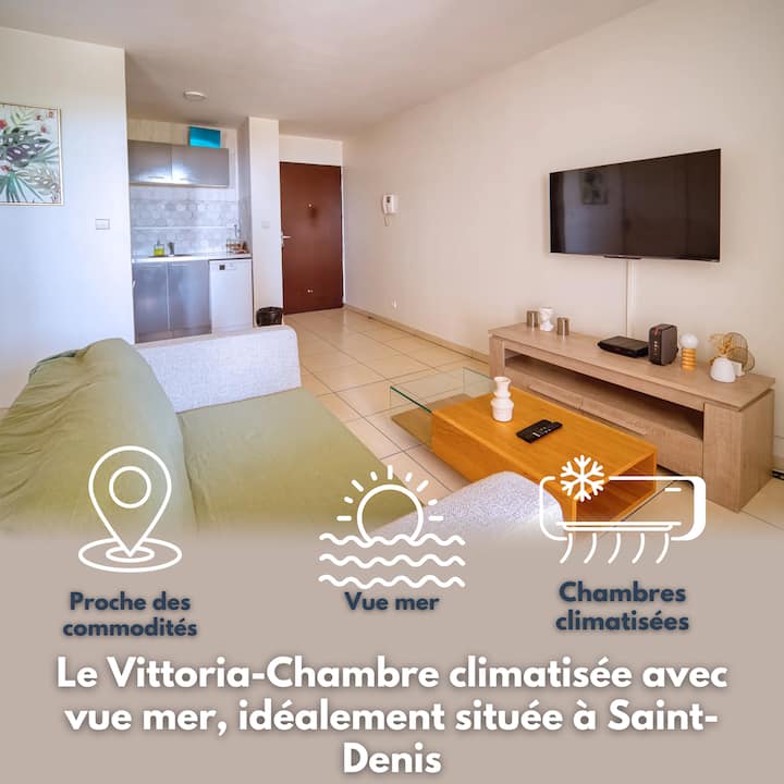 Le Vittoria - T2 Chambre Climatisée, Vue Mer - Saint-Denis de la Réunion