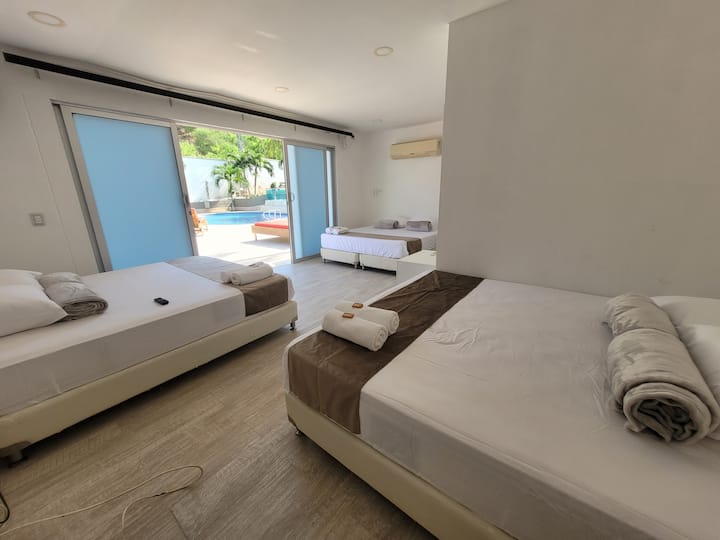 Acogedora Habitación Familiar A Pasos Del Mar - Taganga