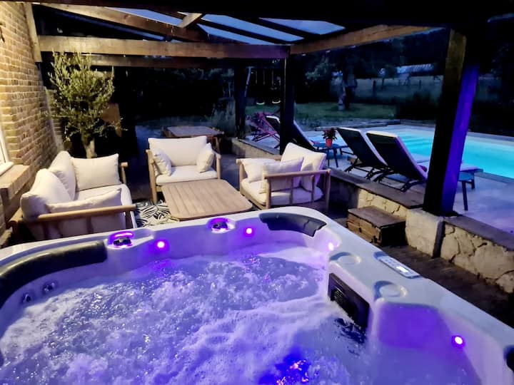 Spa Jacuzzi 38° | Cheminée | Borne Recharge Ve - ノルマンディー