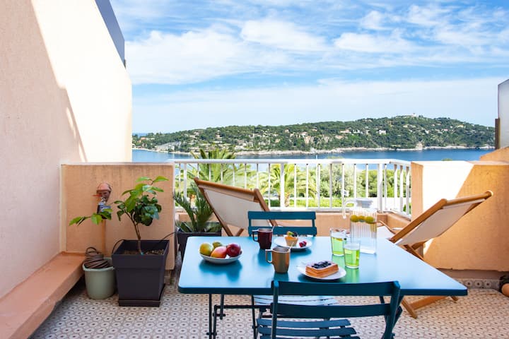 Cap De Nice, Vue Mer, Terrace, Parking, Clim Wifi - Plage de Plage Villefranche-sur-Mer