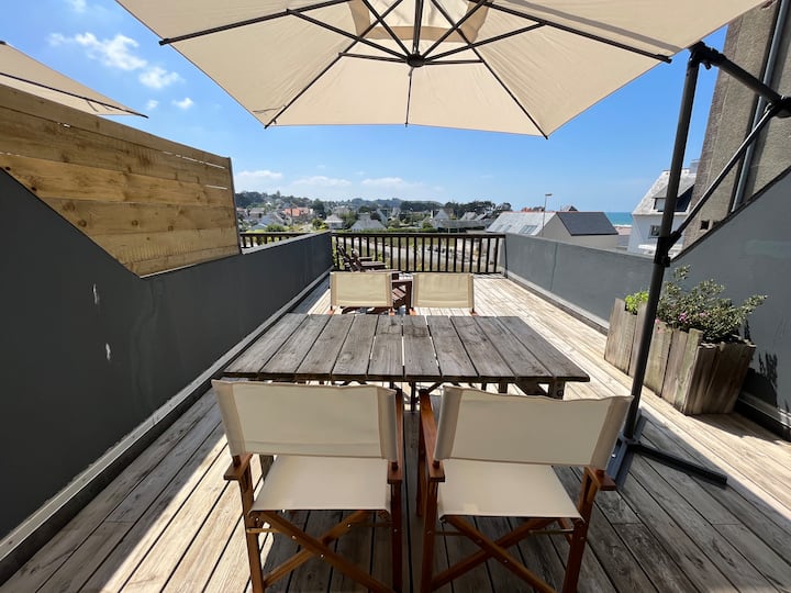 Terrasse Vue Mer Plage De Caroual - Erquy