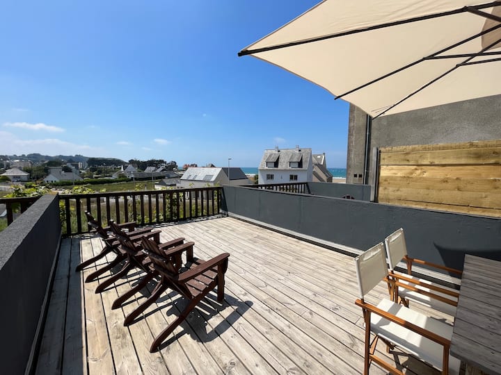 Plage De Caroual Terrasse Vue Mer - Erquy