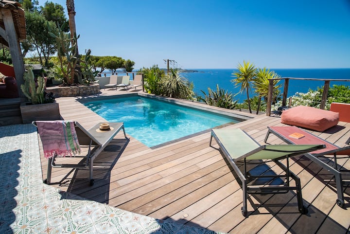 Villa Provence, Vue Mer, Piscine Chauffée, Bar Ext - Carqueiranne