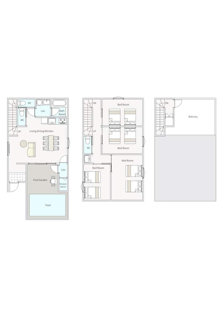 9min To Beach/ Private Pool/ 4ldk/ Bbq/16 Ppl/13b - Okinawa