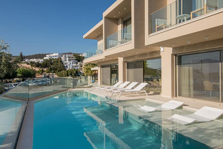 Beachfront Villa Beach Space Heated Pool - Agios Nikolaos
