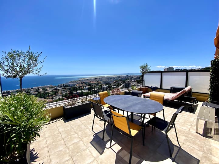Nice Ouest-splendide 3p/toit-terrasse Vue Pano Mer - Nice
