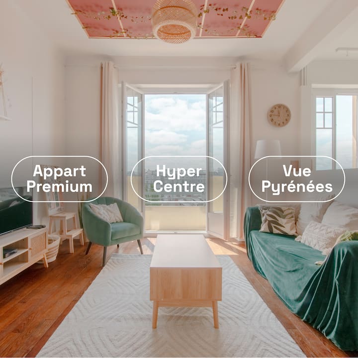 Appartement Spacieux - Vue Pyrénées - Hypercentre - Jardin Massey