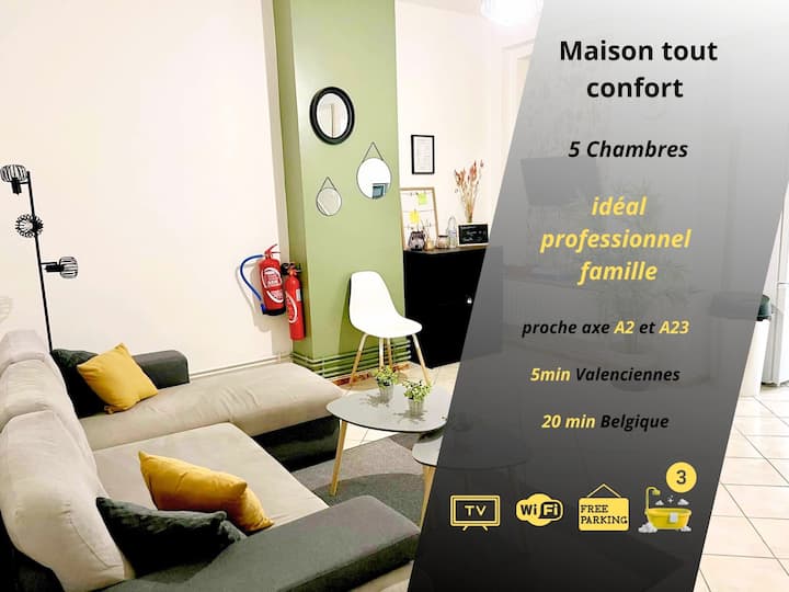 * Maison 5 Chambres Proche A2 Et A23 * - Valenciennes