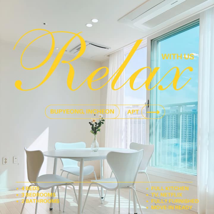 [부평역도보5분] 방3화2/ 3beds / 풀옵션 / 넓은 공간 아늑한 집 - Incheon