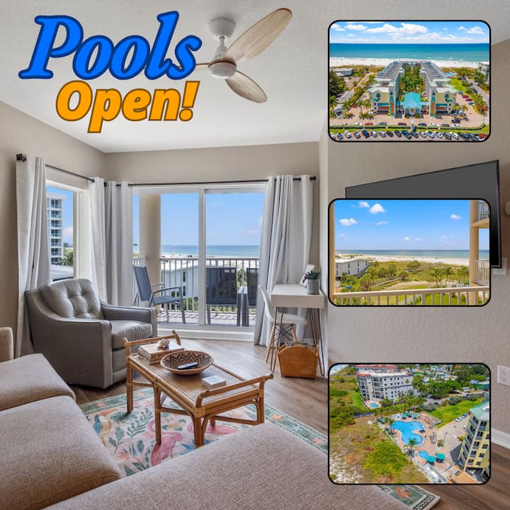 Pools Open! Coastal Beachfront Escape! - Treasure Island, FL