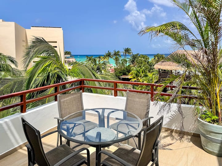 4 Br Ocean Front Penthouse Outdoor Tub And Shower. - Playa del Carmen