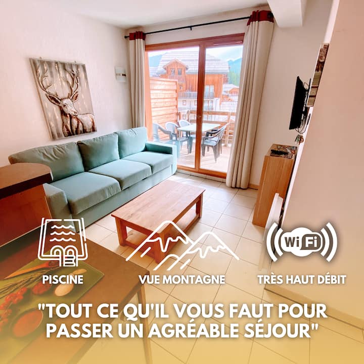 Charmant 4/6p-orres 1800, Vue Pistes,fibre&piscine - Crévoux