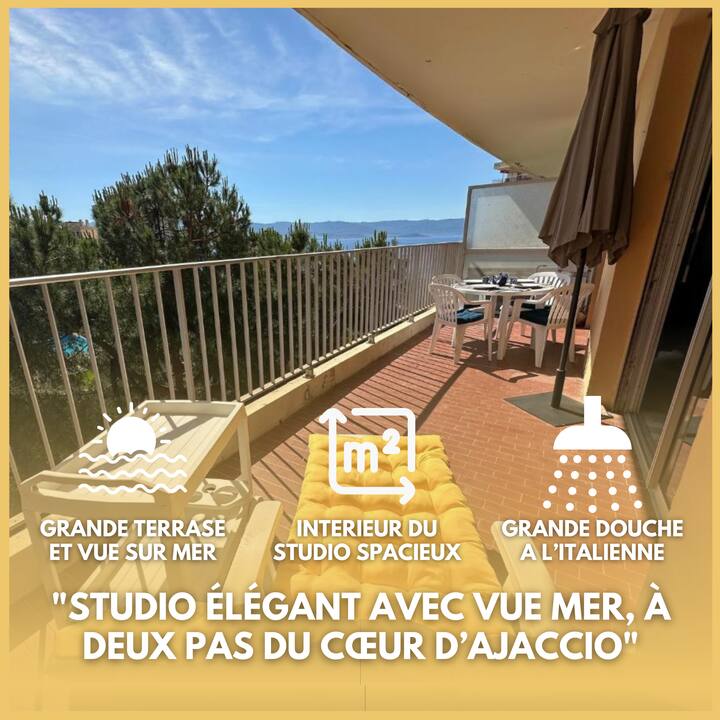 Grand Studio Terrasse Vue Sur Mer Et Parking - Capo Di Feno