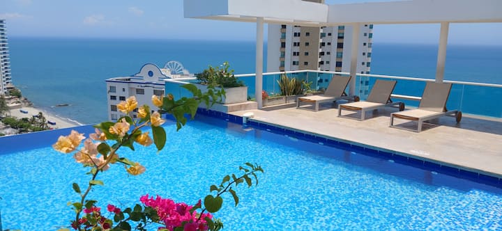 Exclusivo Penthouse 159 M²- Vista Al Mar Piso 16 - コロンビー サンタ・マルタ