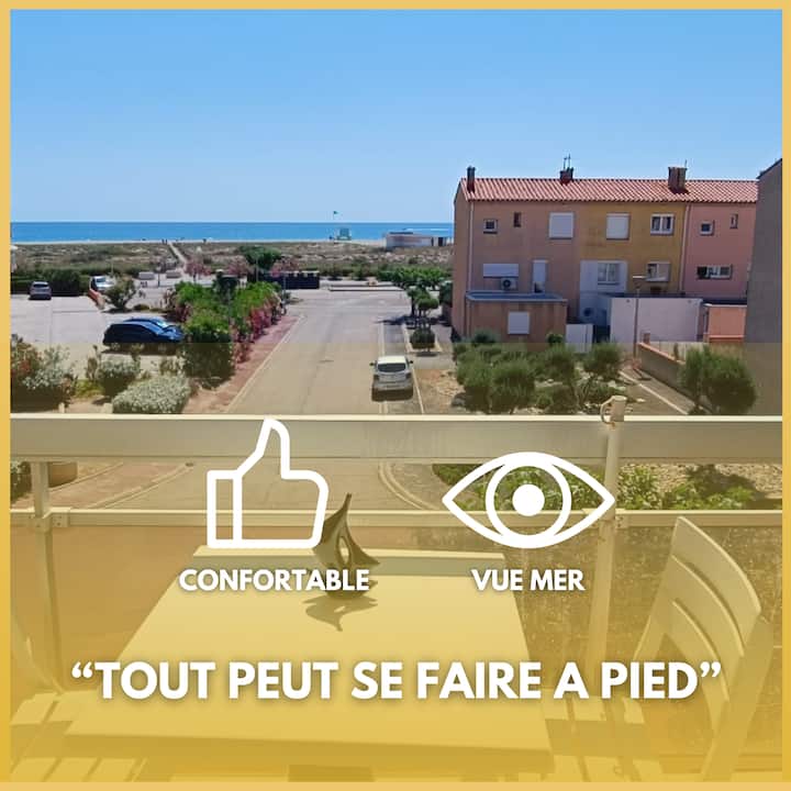 T2 Vue Mer, Balcon, 2min Plage - Le Barcarès