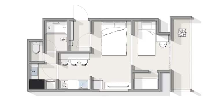 【B&tsutenkaku2】triple Room/35㎡/2-min To Station - Osaka