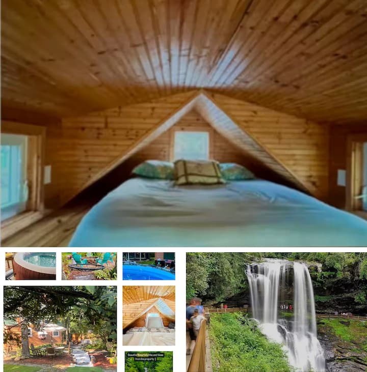 Mountain Wood Cabin Jacuzzi Firepit Hike Waterfall - Sapphire, NC
