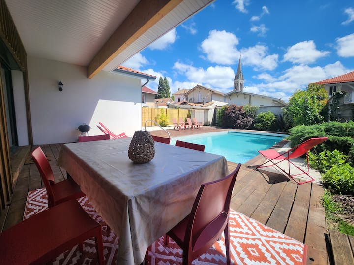 Maison Plein Centre-piscine - Mimizan