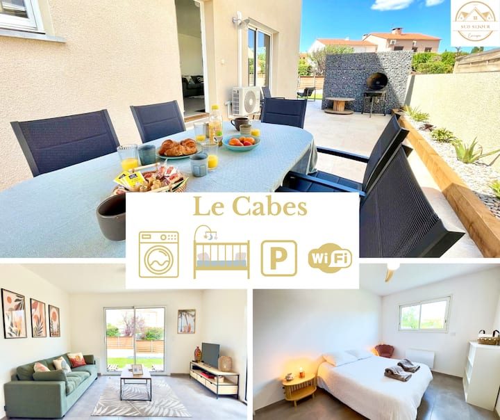 Le Cabes - T3 - Clim - Bbq -Terrasse - Bureau - Cabestany