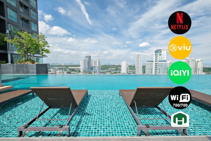 Studio Near River W/ A Rooftop Pool [700mbps Wifi] - Bangkok