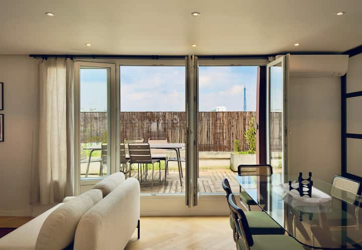 Cocon 6p, Terrasse Vue Tour Eiffel & Sur La Seine - Pariisi