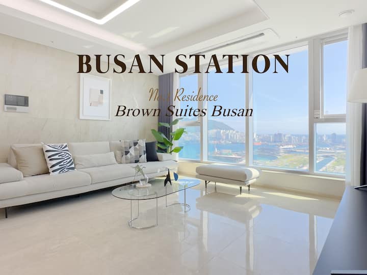 【부산역 5분】 #오션뷰#대리석- 124m²｜최대8인｜침대3｜취사+빨래o /짐보관+무료주차 - Busan
