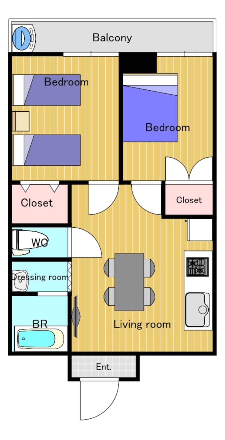 10 Mins Walk To Kyocera Dome Osaka/ 2 Bedrooms Apt - Japan