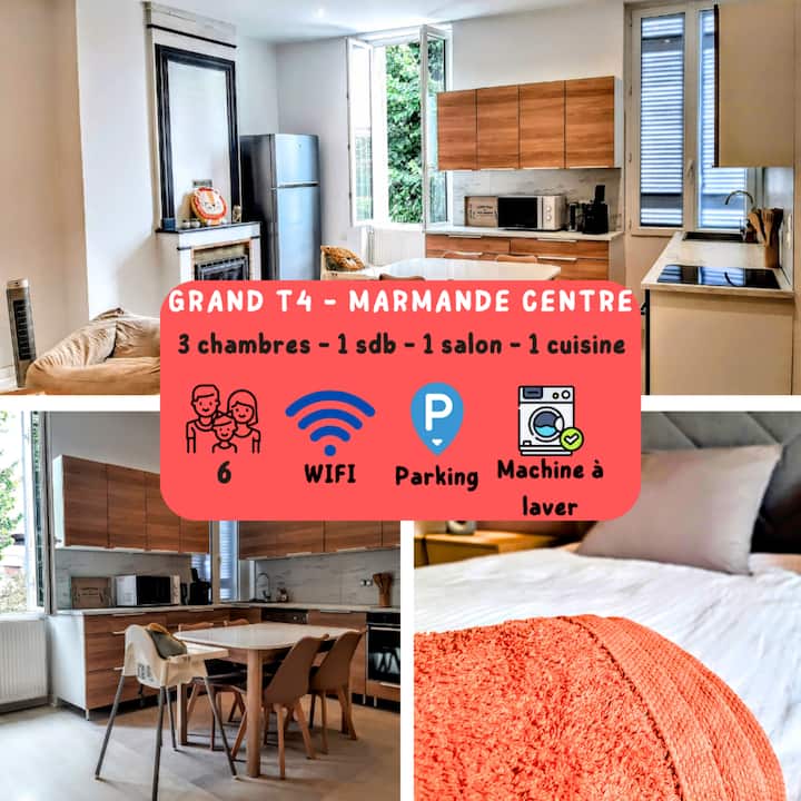 Grand Appartement Confortable - 3 Chambres - Marmande