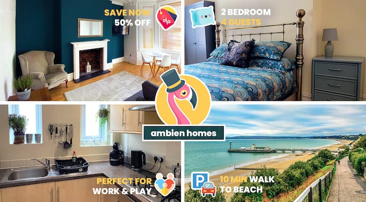 Ask For 50% Off Spring! (Beach 5-mins) 5xguest+cot - Boscombe