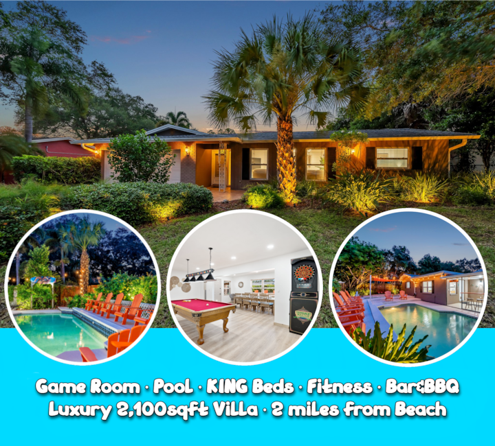 King Beds · Heated Pool · Game Room · Beach 2miles - Largo, FL