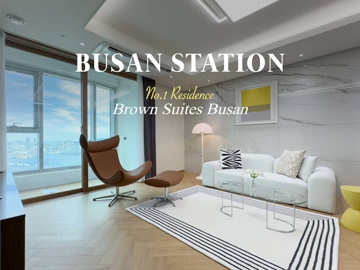 【부산역 5분】 #오션뷰#부산항#고층- 61m²|최대5인|침대2|취사+빨래o/짐보관+주차o - Busan
